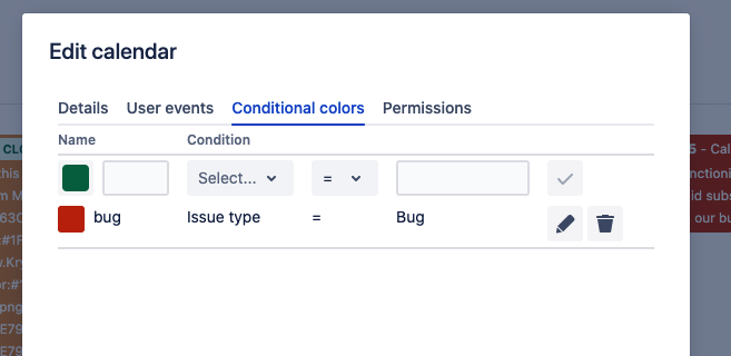 Calendar conditional colors